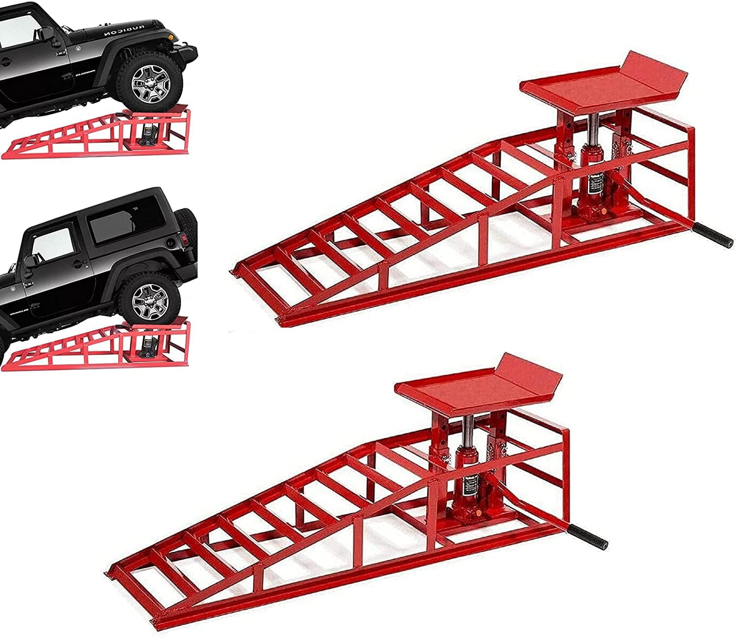 Datingday Heavy Duty Steel 2x Lift Frame Repair Ramps, Hydraulic Low ...