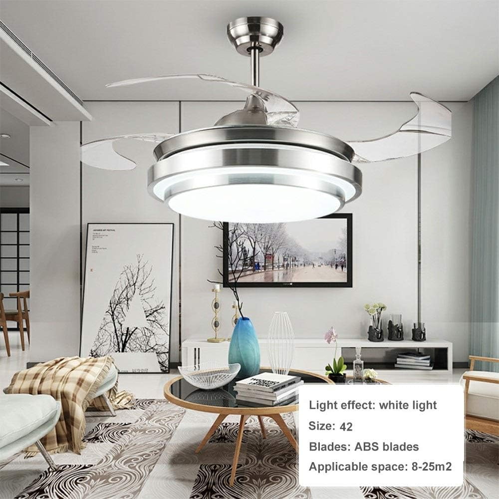 Datingday 42 Inch Silver LED Chandelier Ceiling Fan with Remote Control ...