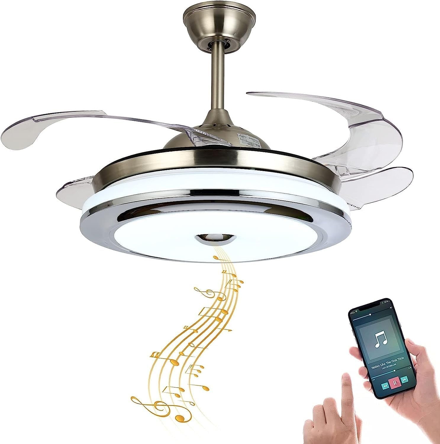 Datingday 42'' Reversible Bluetooth Ceiling Fan with Light and Speaker ...