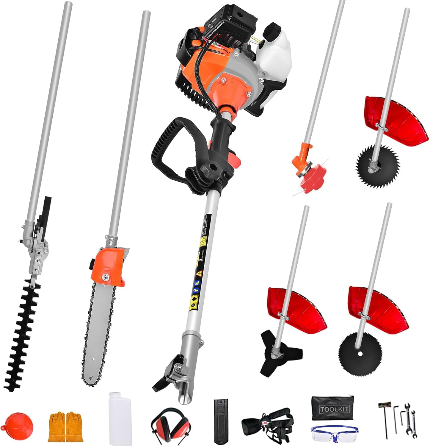 Datingday 52CC Orange Gas Weed Wacker, 2-Stroke Weed Eater Gas Powered ...