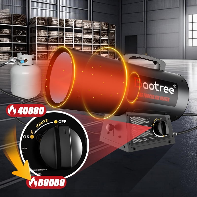 Datingday 60,000 BTU Propane Forced Air Heater Portable with 10 ft Hose ...