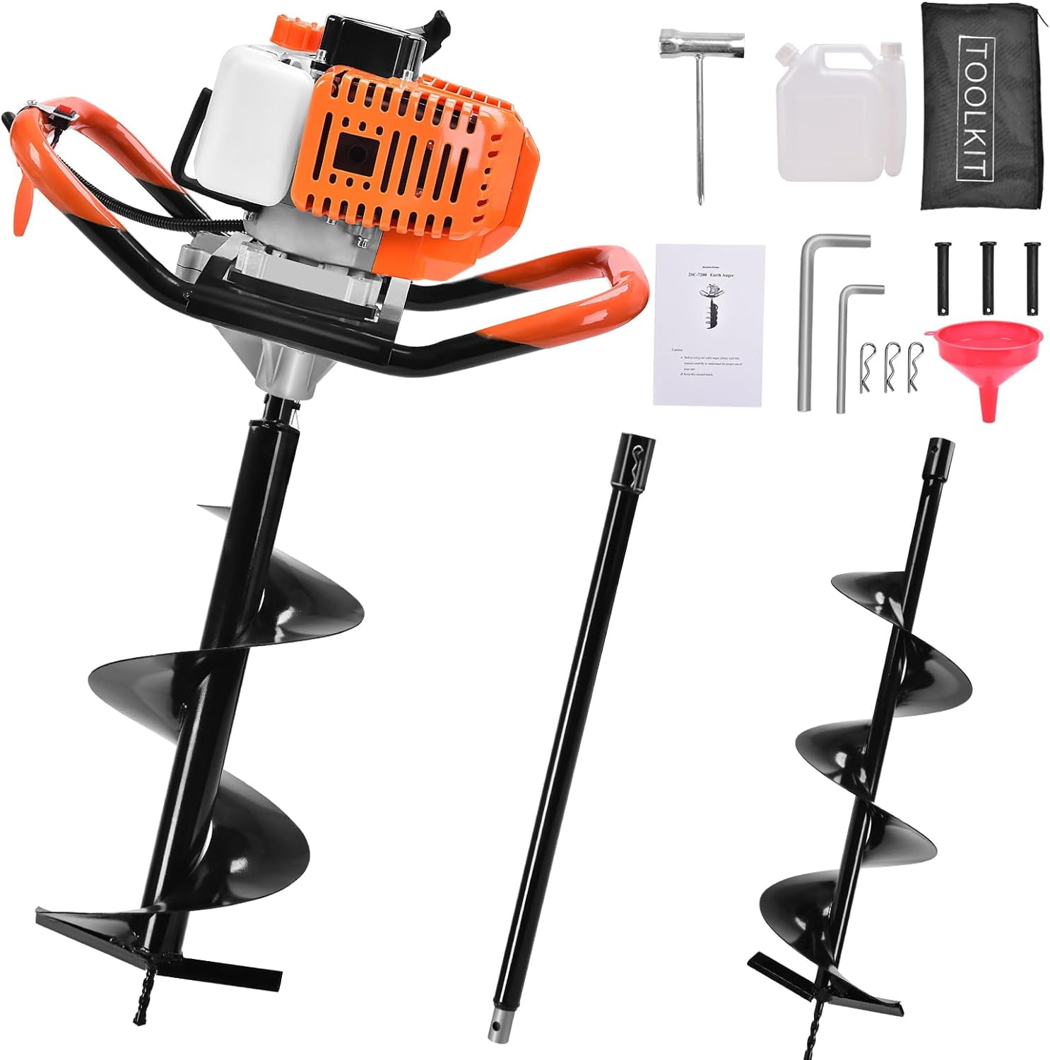 Datingday 62CC Post Hole Digger with 2 Auger Drill Bits (6" and 8") and ...