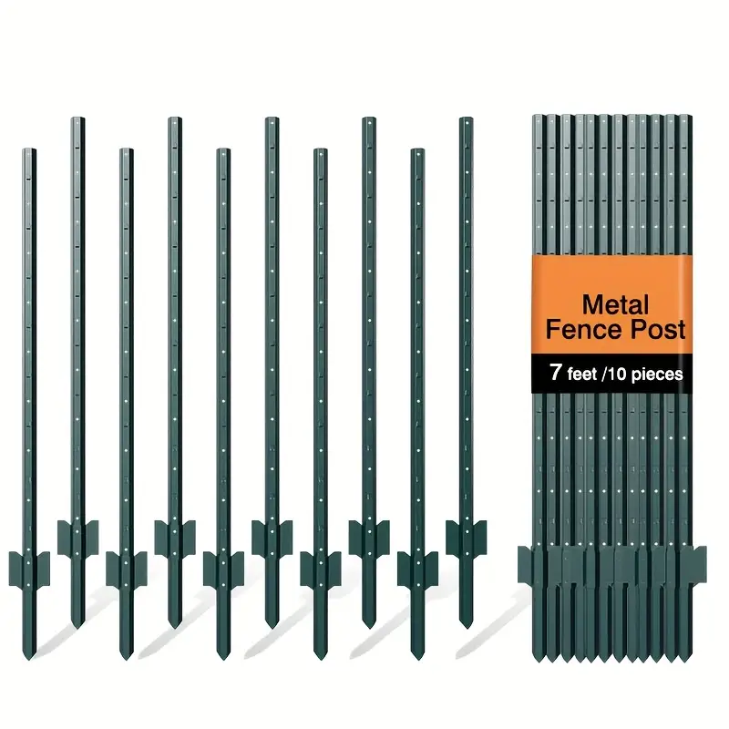 Datingday 7 Feet Fence Post, 10 Pack U-Channel Heavy Duty Metal Fence ...