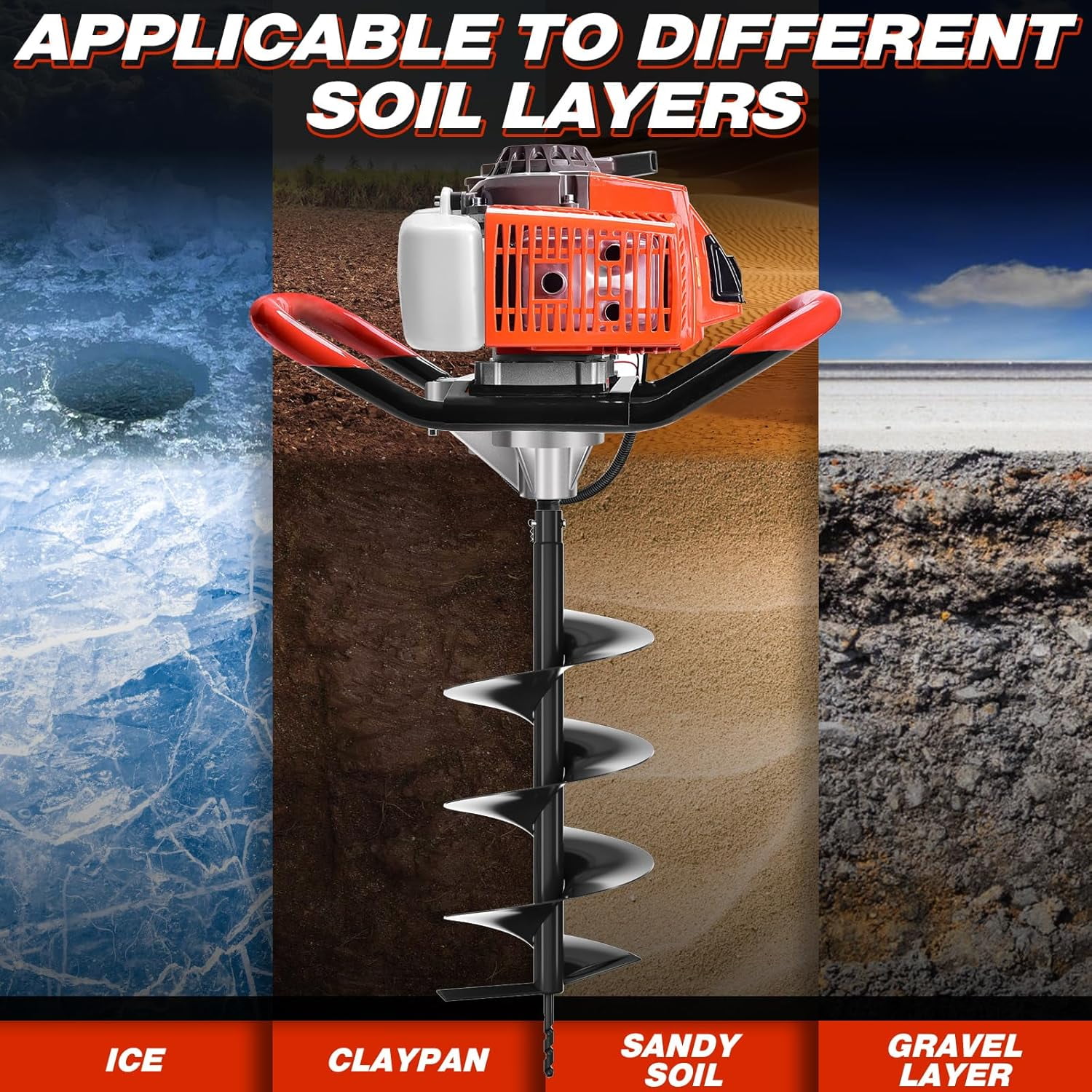 Datingday 72CC Post Hole Digger, 2-Stroke Gas Powered Post Hole Digger ...