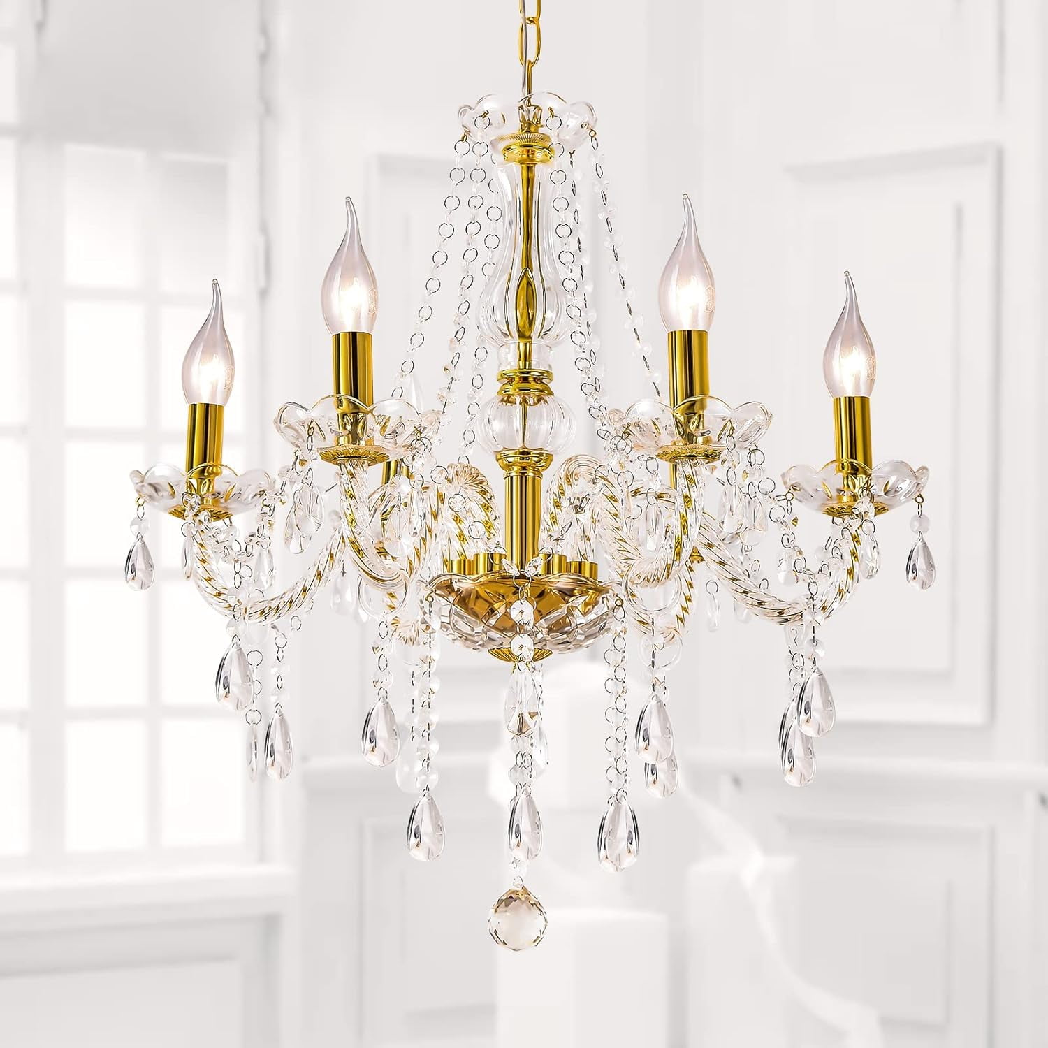 Datingday Gold Crystal Chandelier Lighting,6 Lights Chandeliers for ...