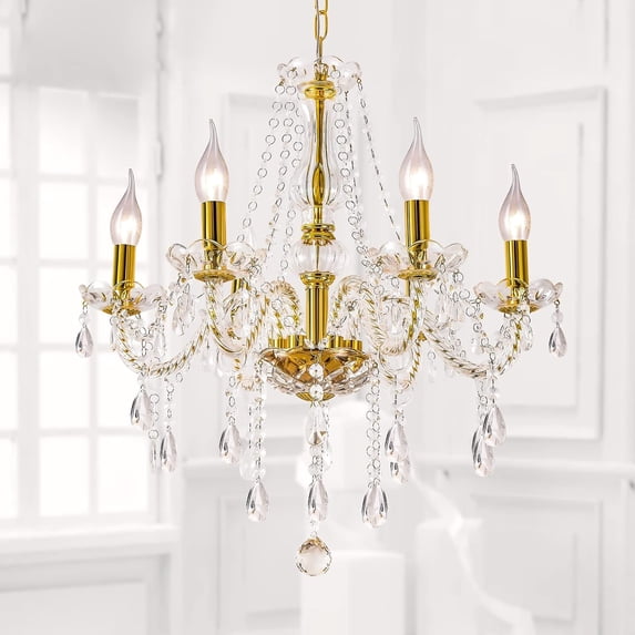 Datingday Gold Crystal Chandelier Lighting,6 Lights Chandeliers for ...