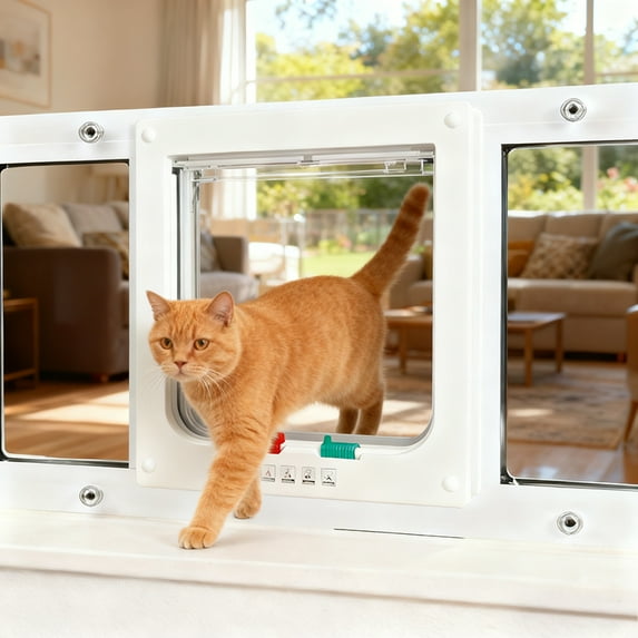 Datingday No-Drill Adjustable Cat Door for Fits 23" to 28" Width ...