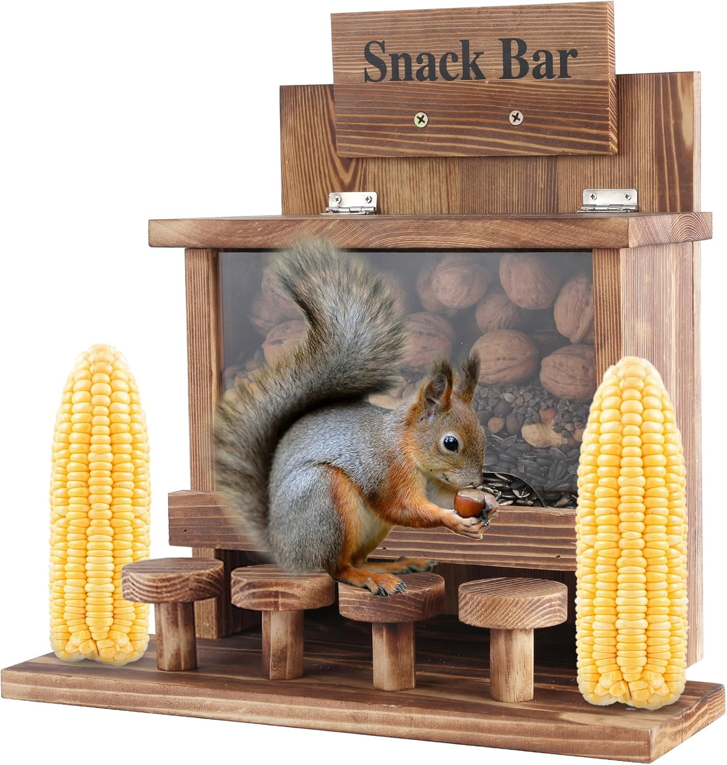 Datingday Wood Squirrel Feeders, Large Squirrel Feeders for Outside ...