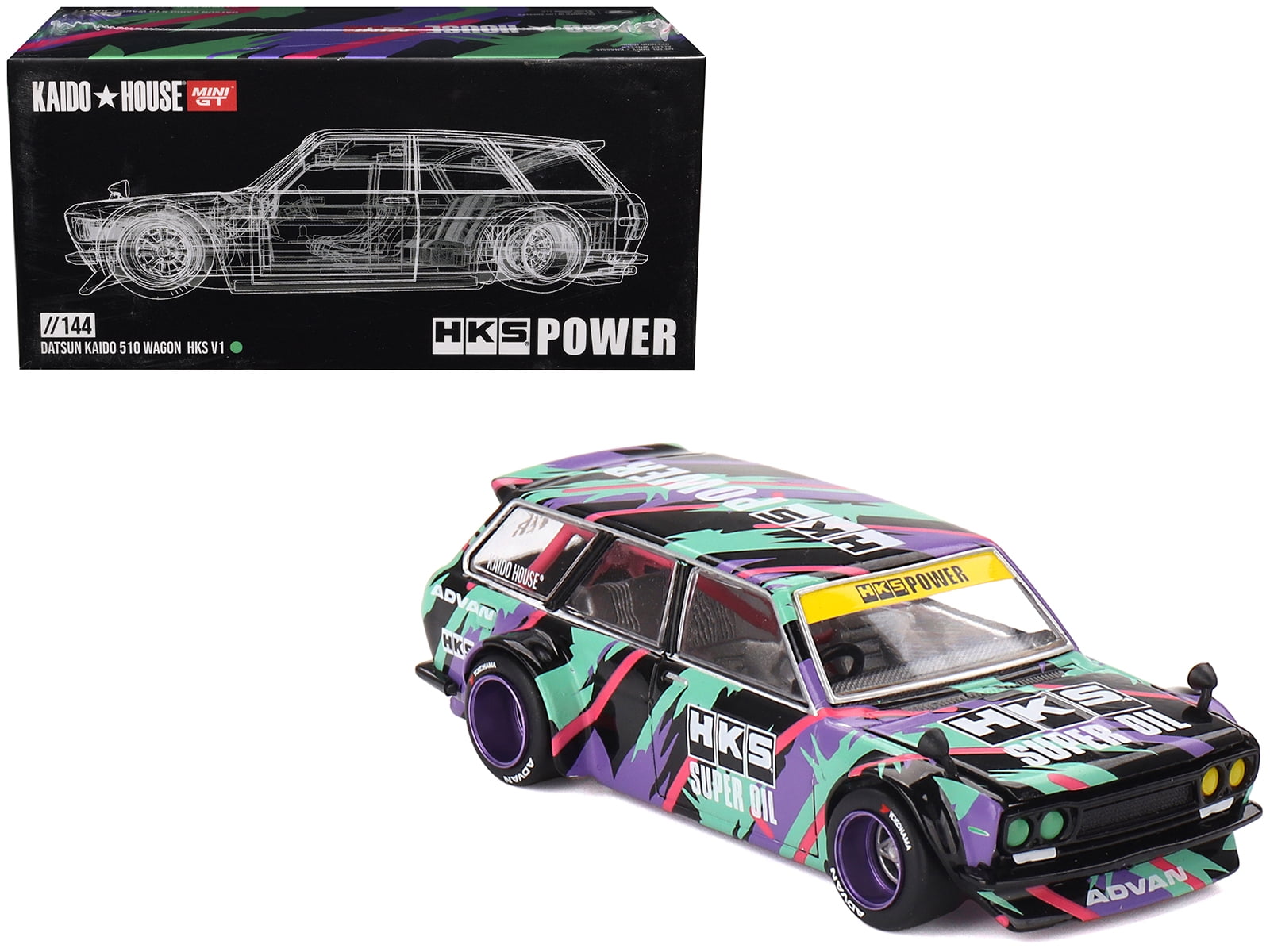 Datsun 510 Wagon RHD "HKS V1" Black with Graphics (Designed by Jun Imai ...