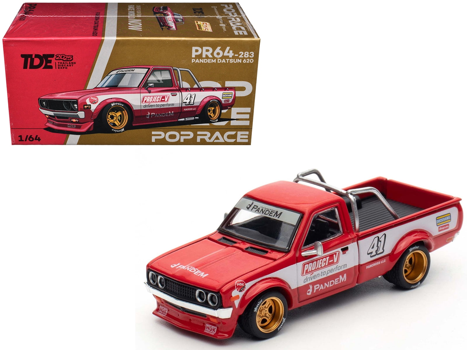 Datsun Pandem 620 Pickup Truck #41 Red Metallic with White Stripes and ...