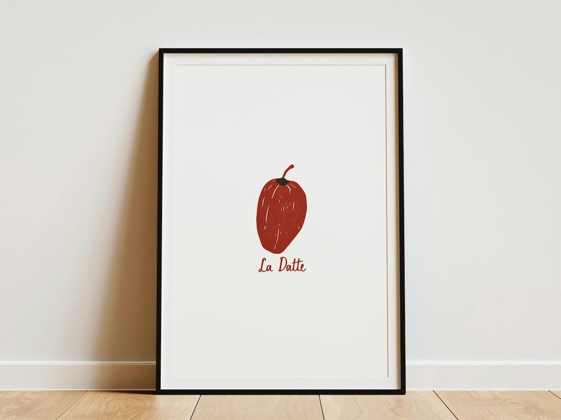 Datte Fruit Linocut Food Illustration Fruit Poster Unframed Paper Print ...