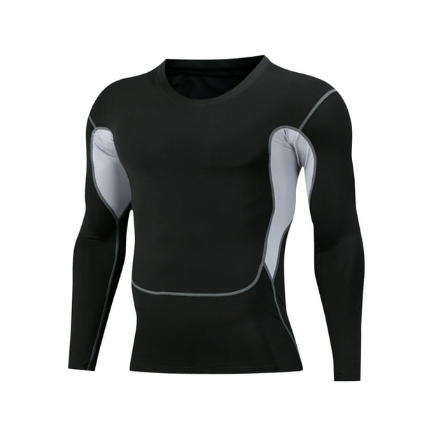 Yufatyle Mens Long Sleeve Compression Shirts Colorblocked Dry Fit