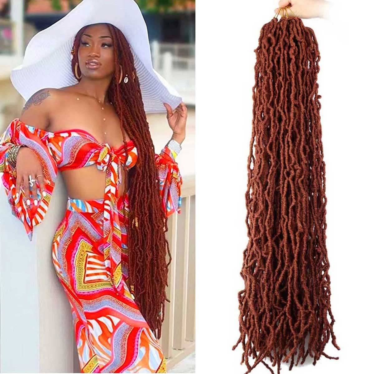 Datuoda 36 Inch Faux Locs Crochet Hair 6 Packs Soft Locs Crochet Braids Goddess Wavy Curly Locs ...