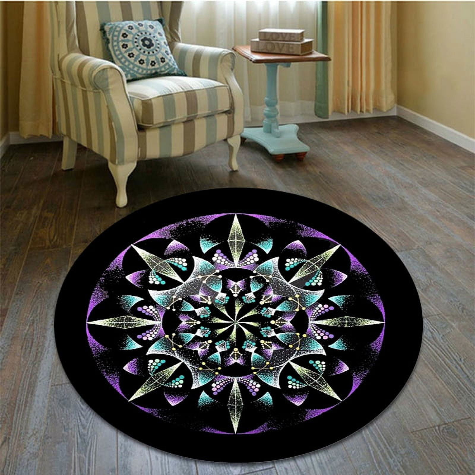 Datura flower printed round carpet living room bedroom office home ...