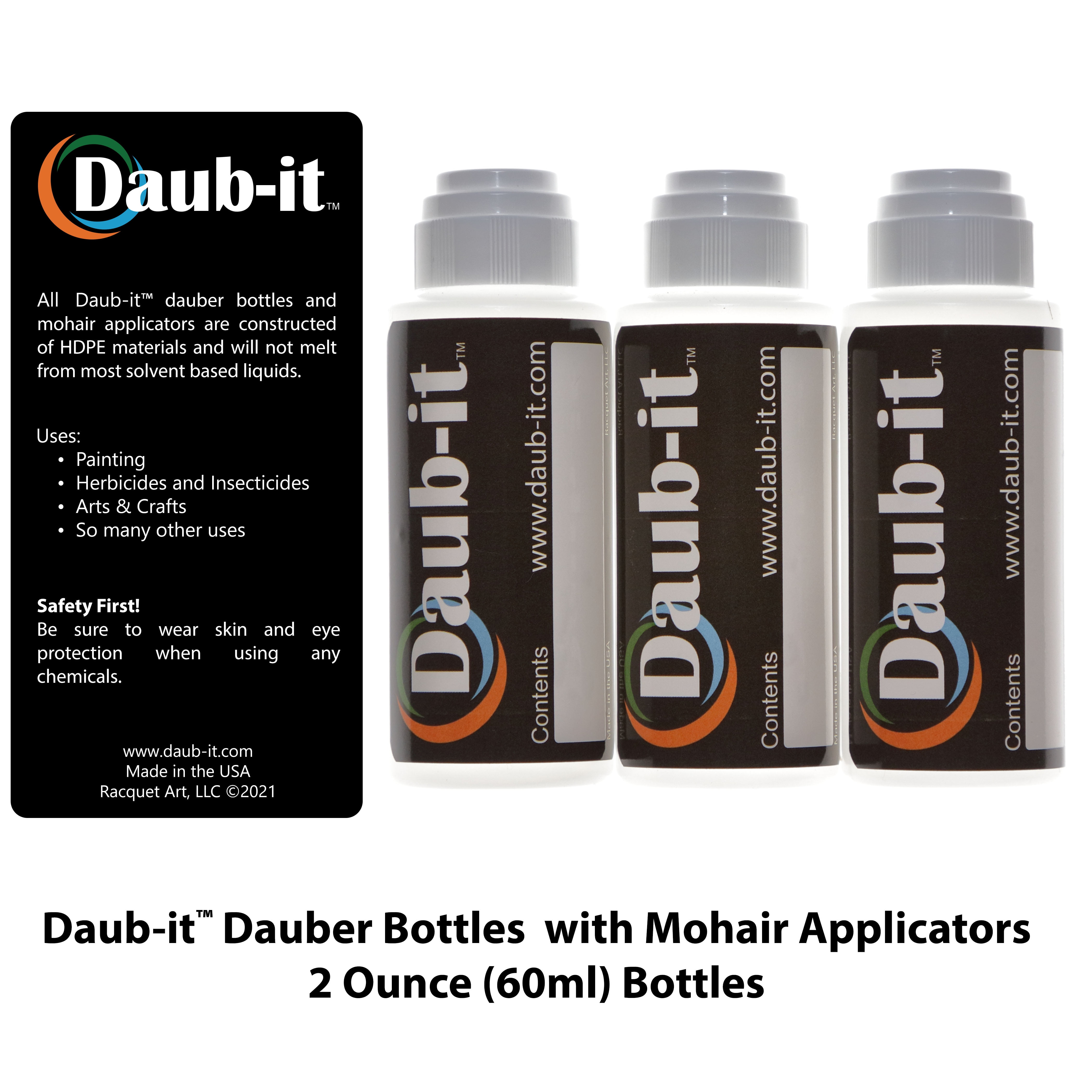 Daub-it Empty Bottles with applicators - 2 oz - Mohair Dauber - 3 Pack ...