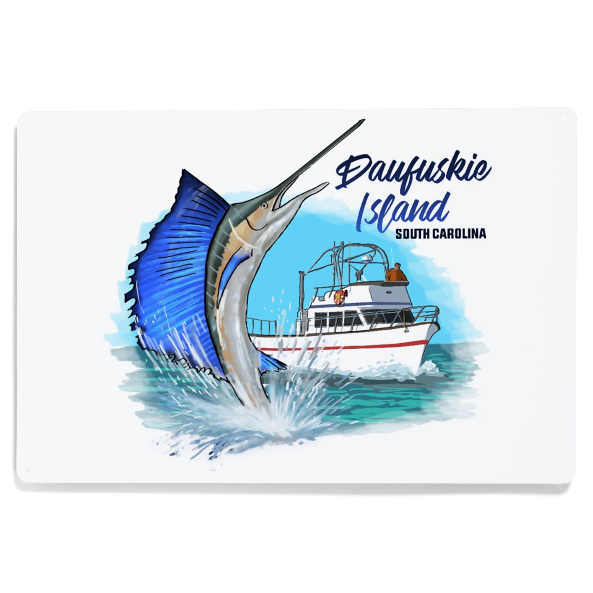 Daufuskie Island, South Carolina, Sailfish and Fishing Boat (12x18 ...