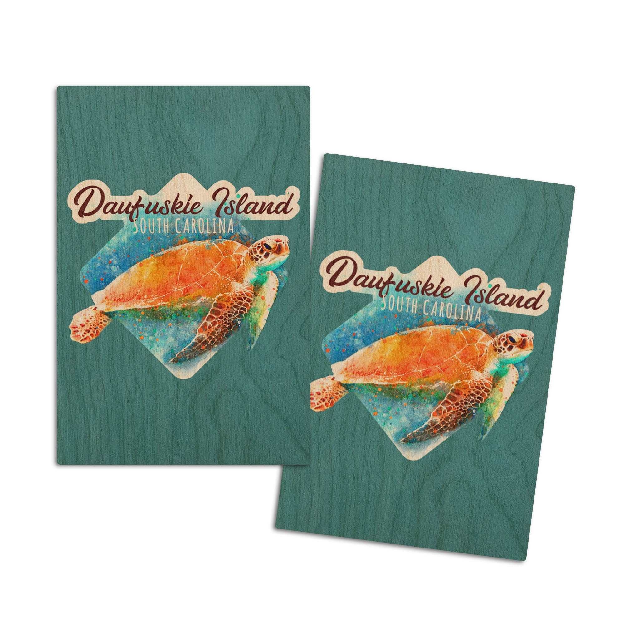 Daufuskie Island, South Carolina, Sea Turtle, Contour (4x6 Birch Wood ...