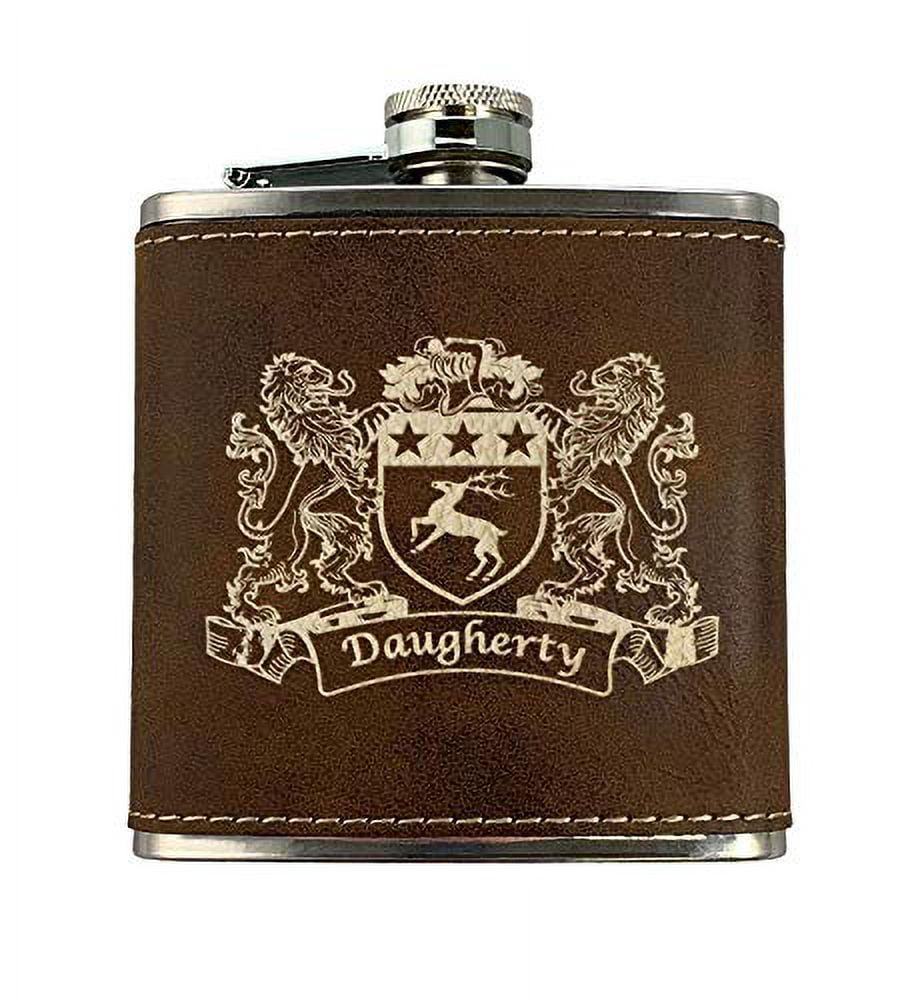 Daugherty Irish Coat of Arms Leather Flask - Rustic Brown - Walmart.com