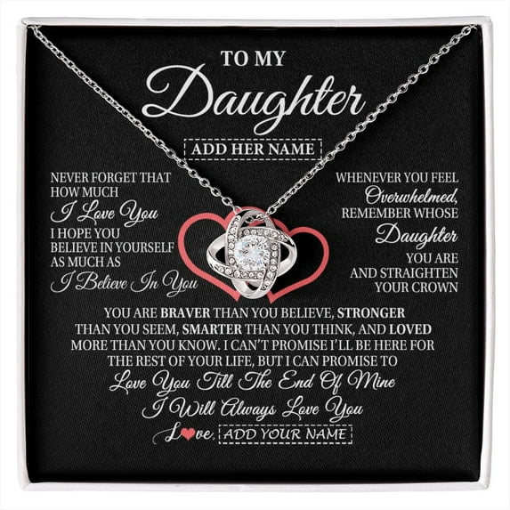 Daughter Always Love You Necklace, Gold Love Knot Necklace - Walmart.com