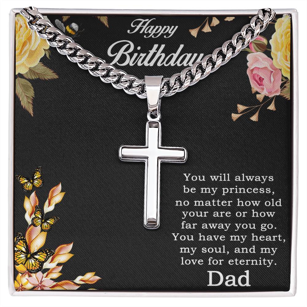 Daughter Birthday Gift From Father Cross Pendant - Cuban Link Chain ...