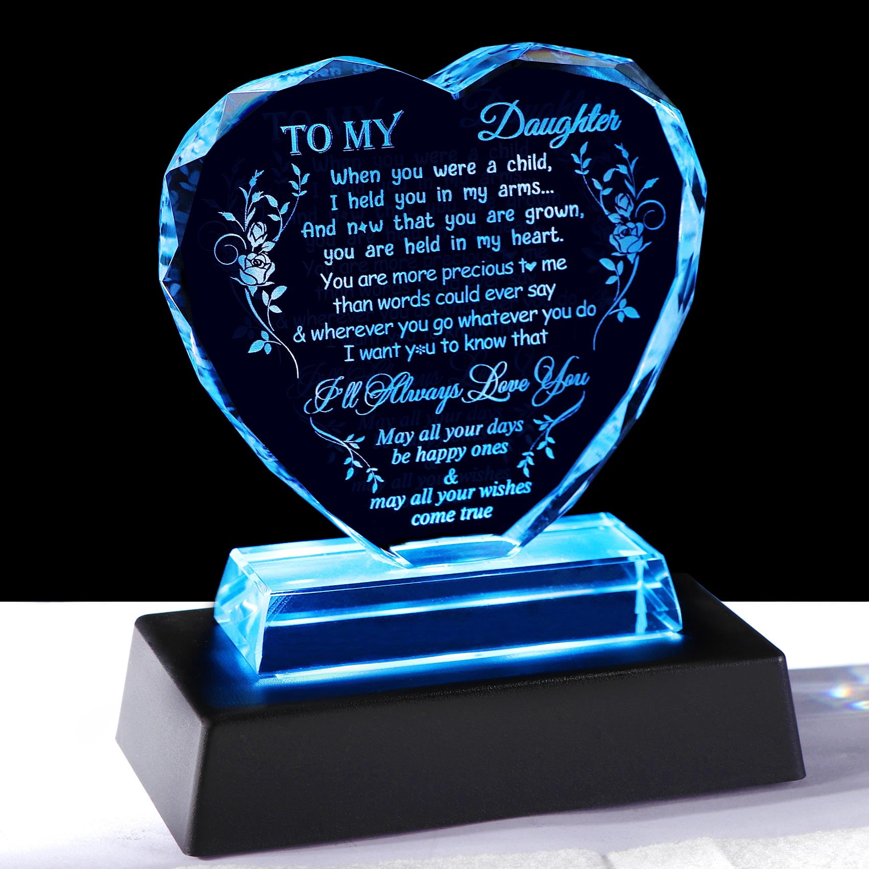 Walmart's Daughter Birthday Gift: Glass Keepsake with Colorful LED ...