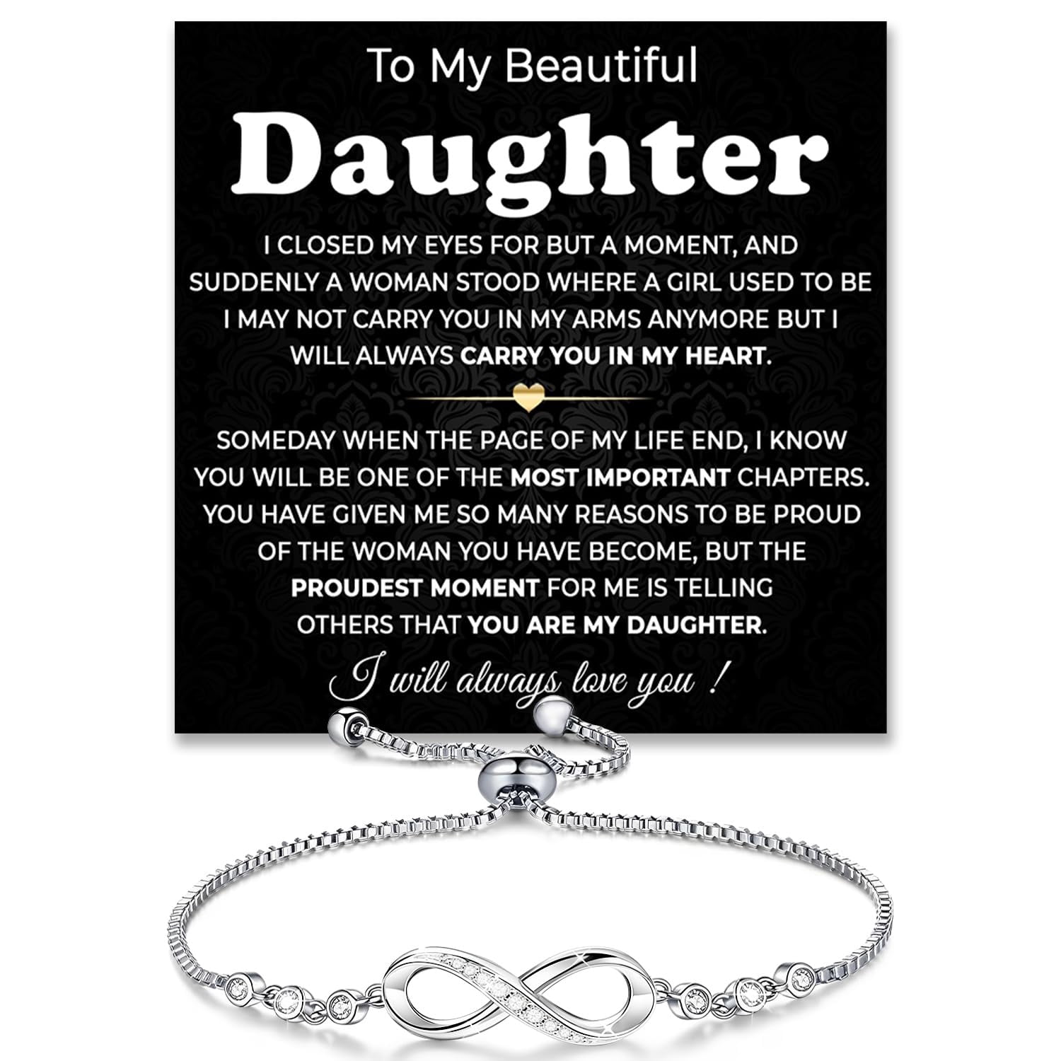 To My Daughter Bracelet, Daughter Infinity Heart Bracelet From Mom ...