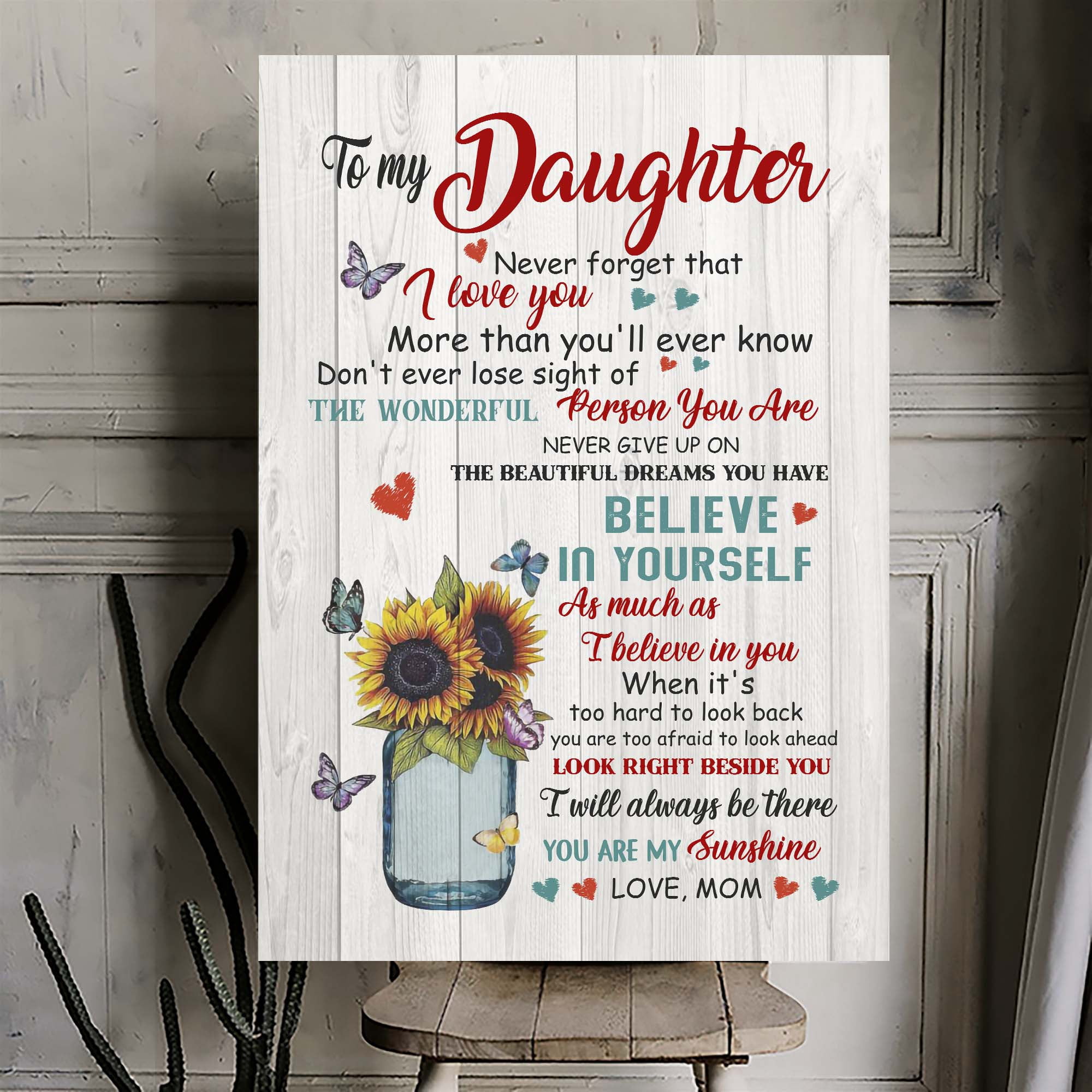 To My Daughter Canvas Wall Art – Inspirational Message from Mom ...