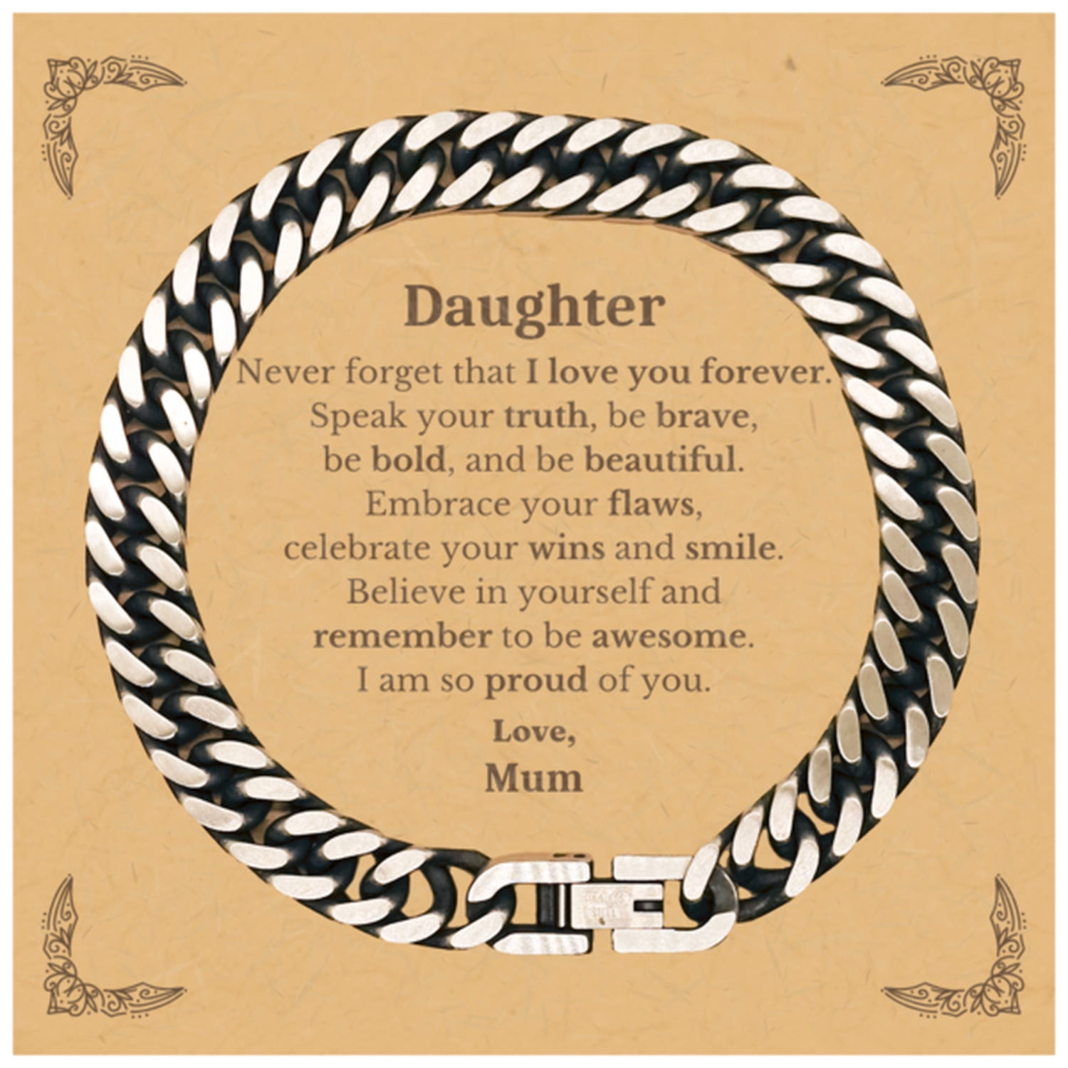Daughter Cuban Link Chain Bracelet, Never forget that I love you ...