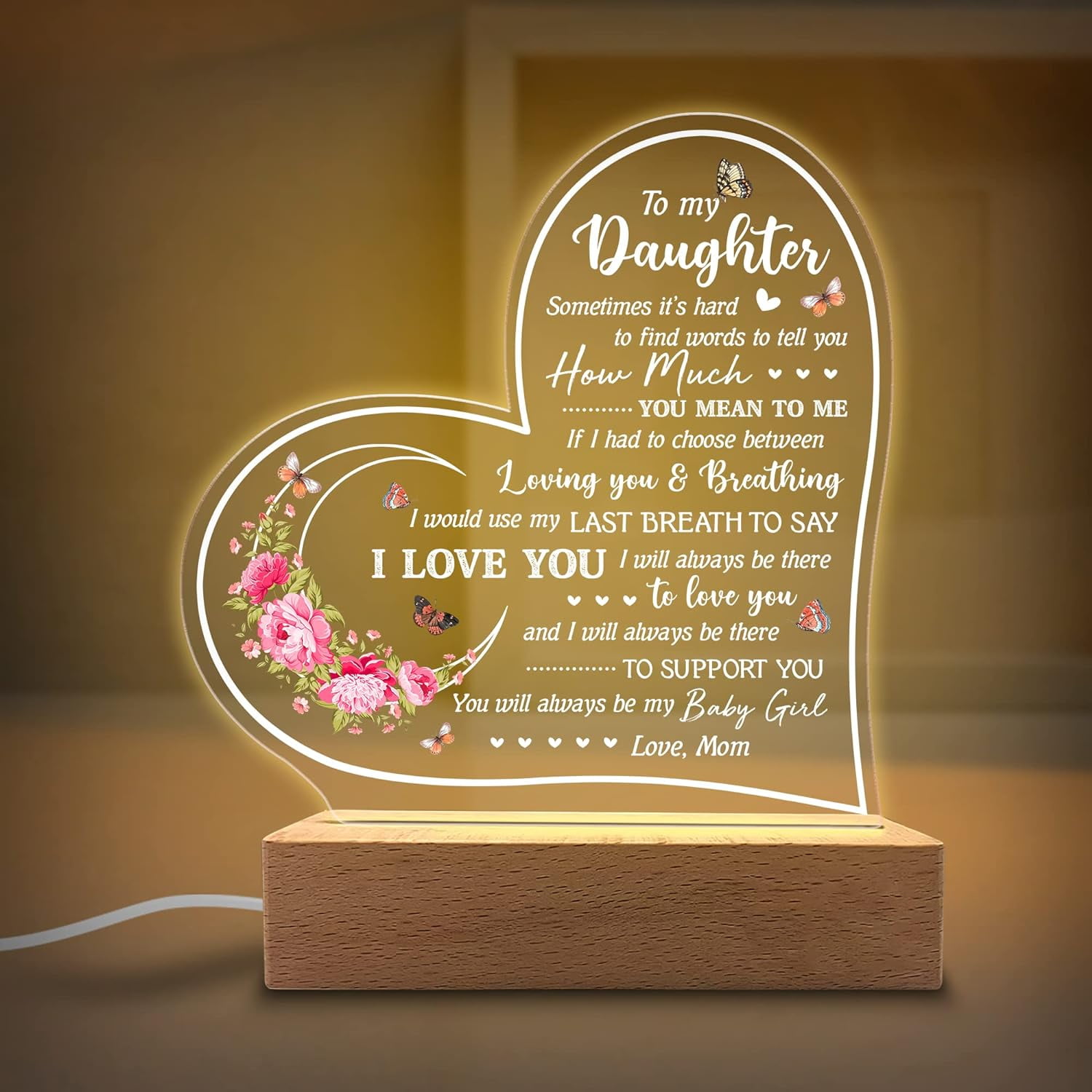 Daughter Gifts Acrylic Night Light - Sentimental Gifts for Daughter ...