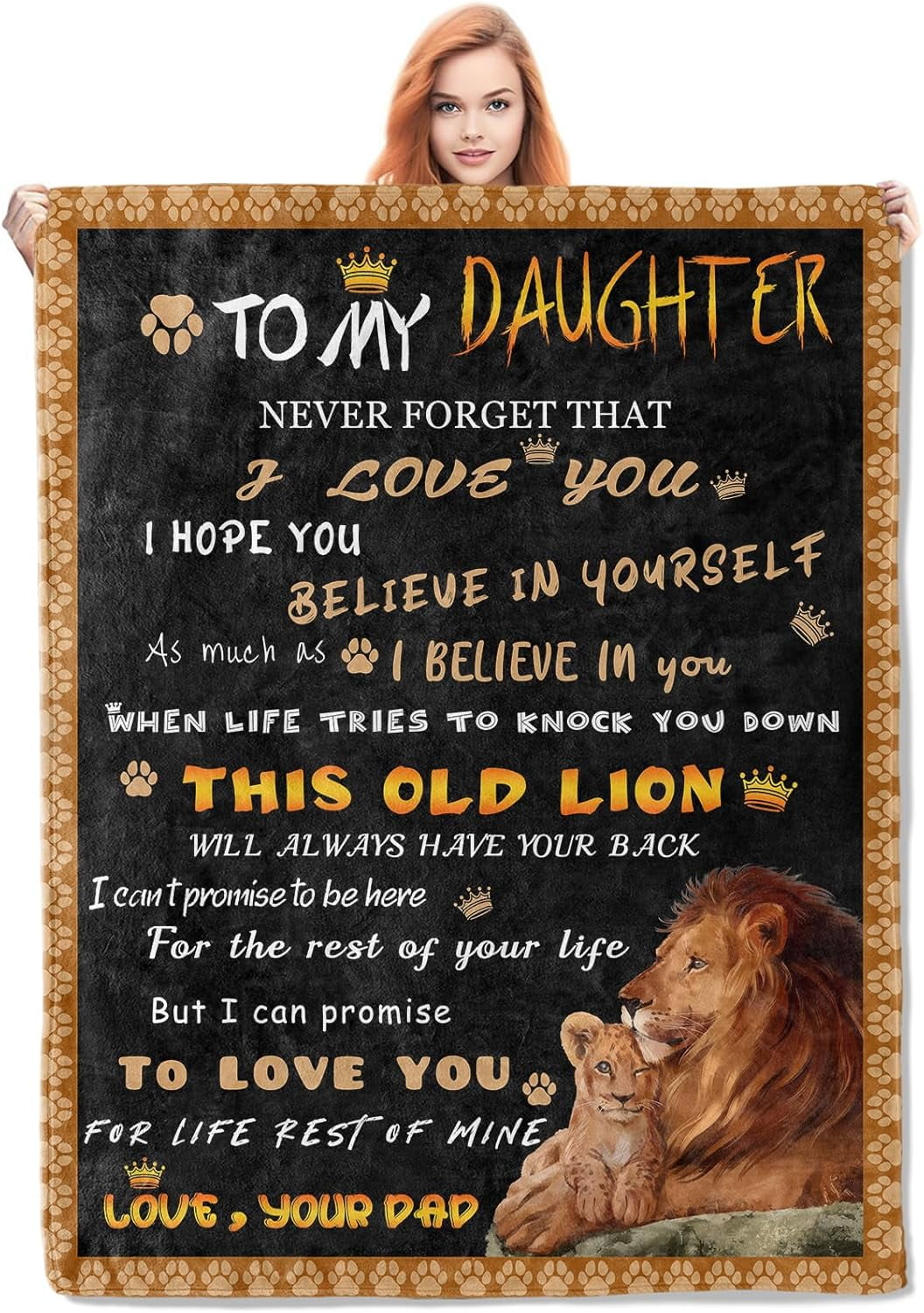 Daughter Gifts from Dad - Daughter Blanket, to My Daughter Lion Blanket ...