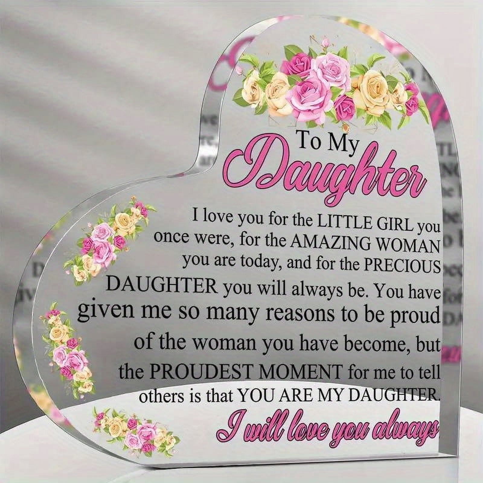 To My Daughter Heart-Shaped Acrylic Desk Plaque Decor Floral Design ...