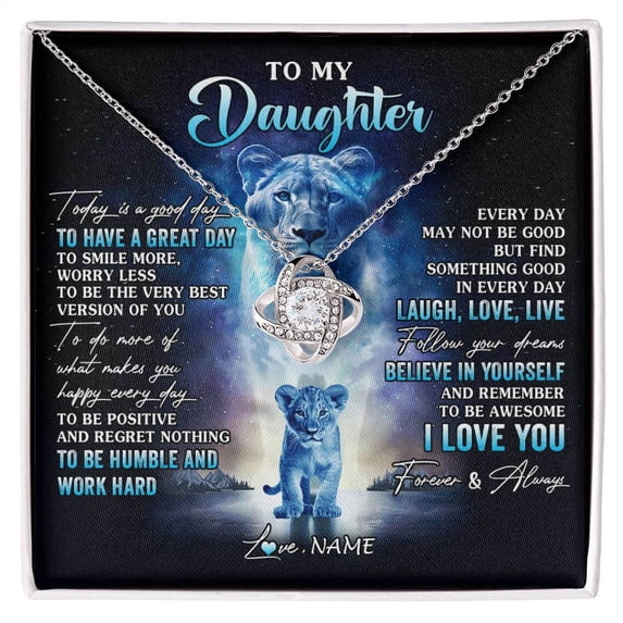 Daughter Lion Every Day Laugh Love Live Necklace, White Love Knot ...