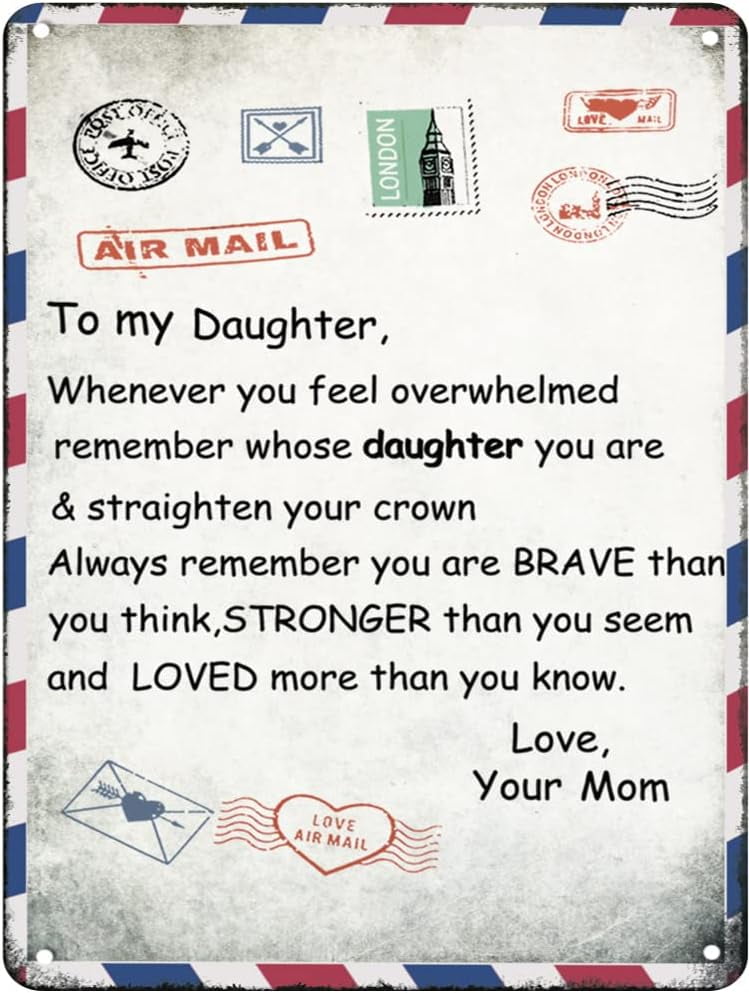 to My Daughter from Mom Vintage Tin Sign Letter Printed Rustic Sign Dad ...