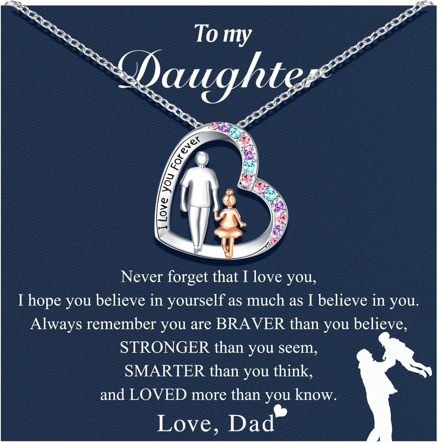 Daughter Necklace From Dad Daddy Father Valentines Birthday Gifts for ...
