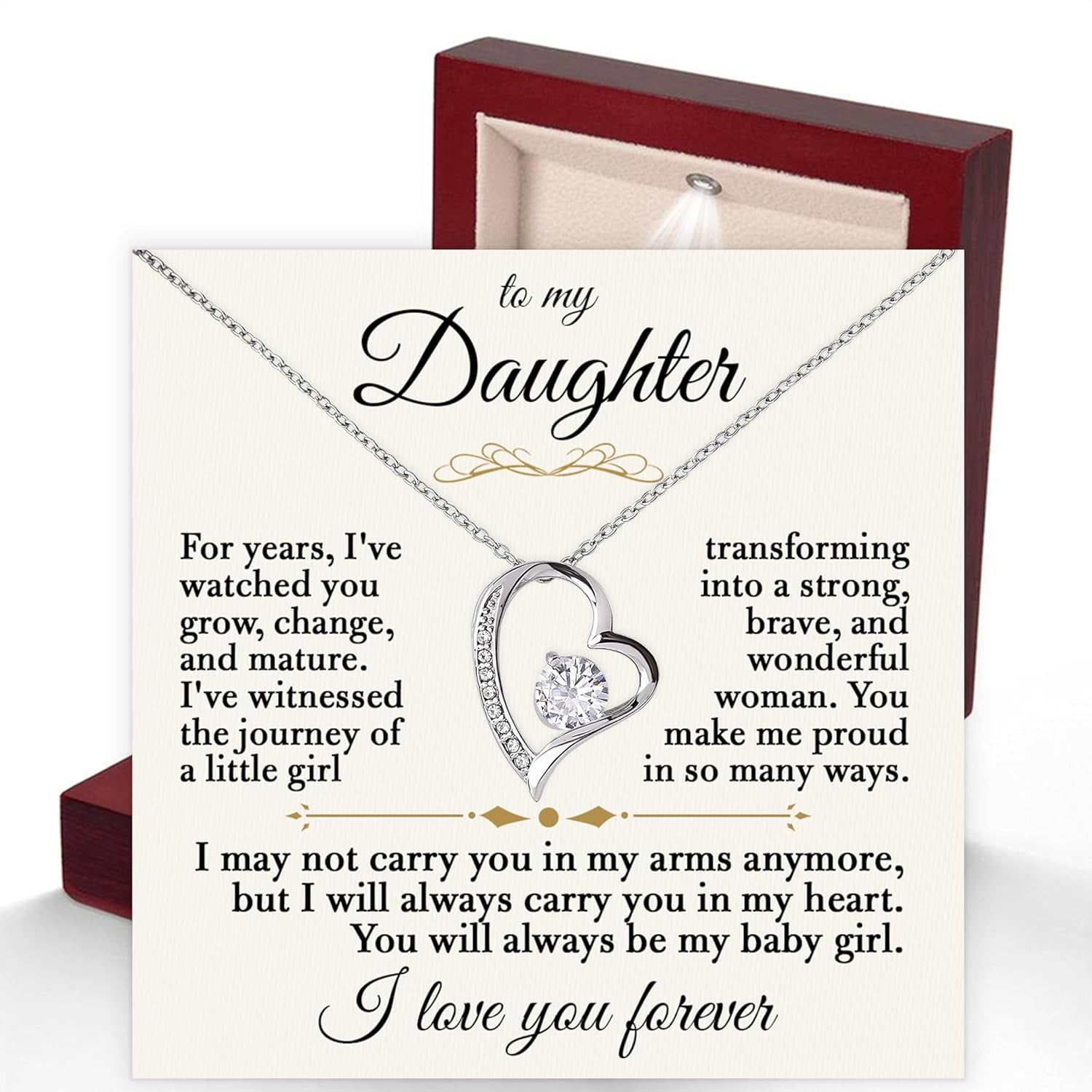 To My Daughter Necklace, Meaningful Jewelry With Heartfelt Message Card ...