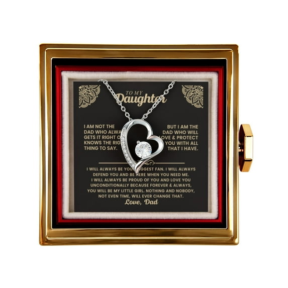 Daughter Necklace from Dad, Forever Love Pendant with Rotating Rose Box ...