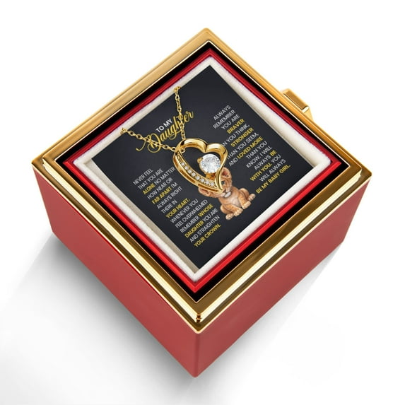 Daughter Necklace from Dad, Forever Love Pendant with Rotating Rose Box ...
