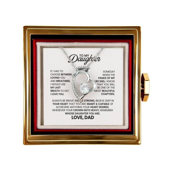 Daughter Necklace from Dad, Forever Love Pendant with Rotating Rose Box ...