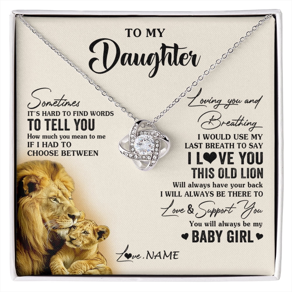 Daughter Old Lion I Love You Necklace Dad, Gold Love Knot Necklace ...