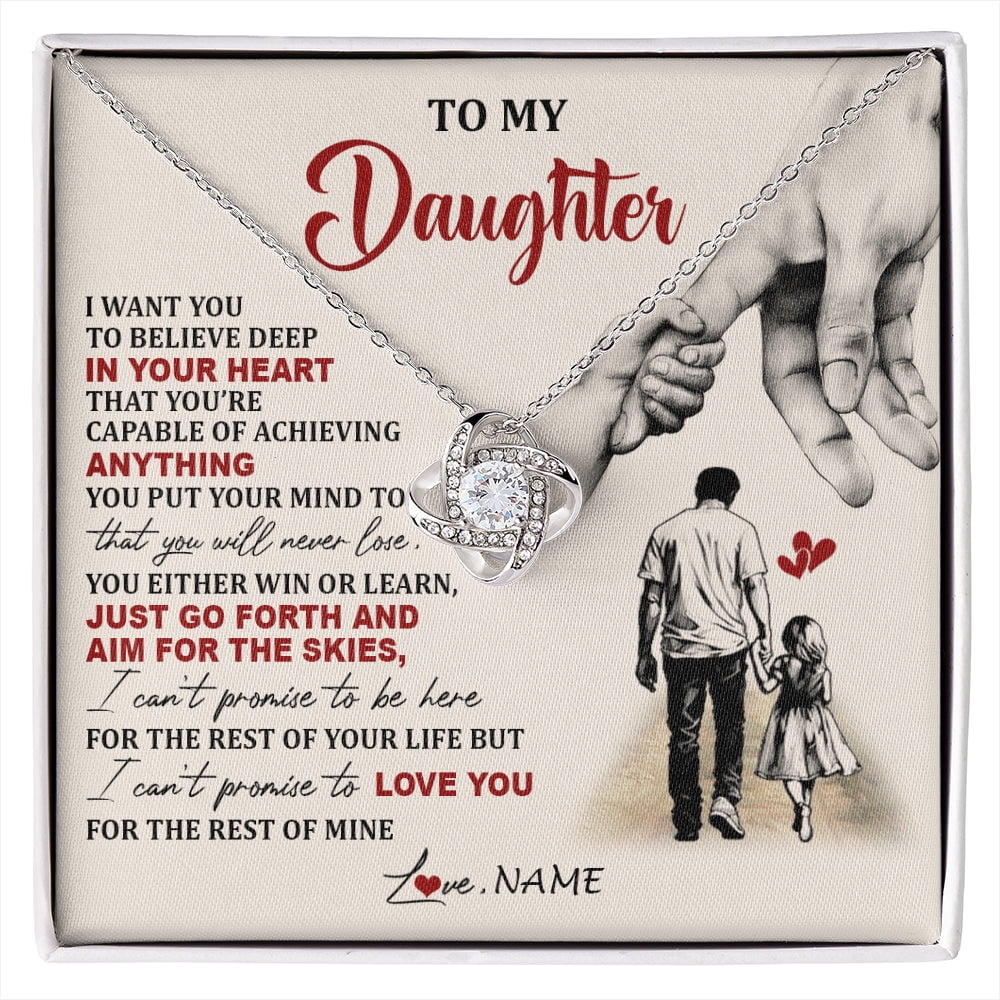 Daughter Promise To Love You Love Necklace, Gold Love Knot Necklace ...