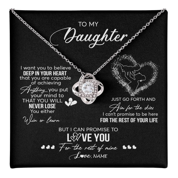 Daughter Promise To Love You Necklace, White Love Knot Necklace ...