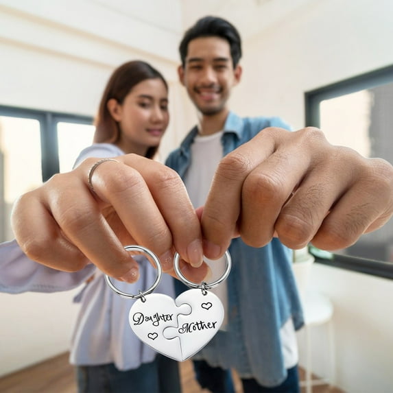 Daughter and Mother's Day Creative Steel Key Chain - Fashion Jewelry ...