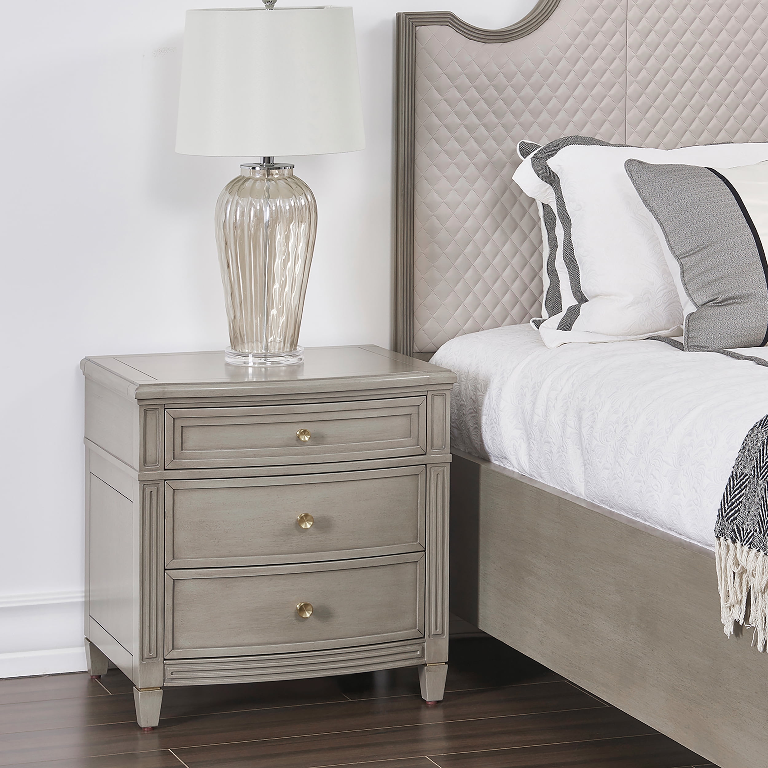 Dauphin 3-Drawer Accent End Table,Merino White Wood,White Solid Wood ...