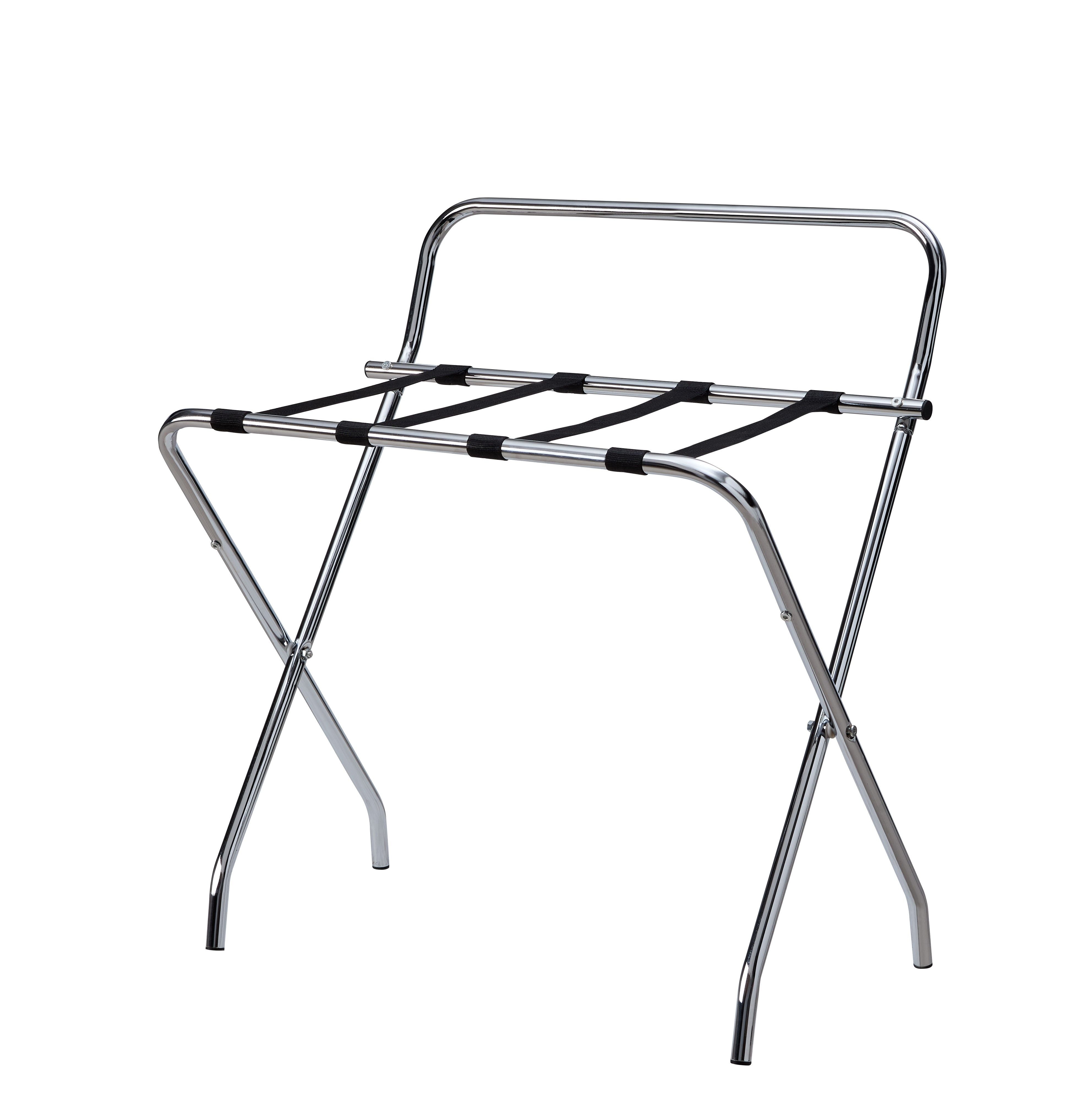 Davao Chrome Metal High-Back Folding Luggage Rack with Nylon Straps ...