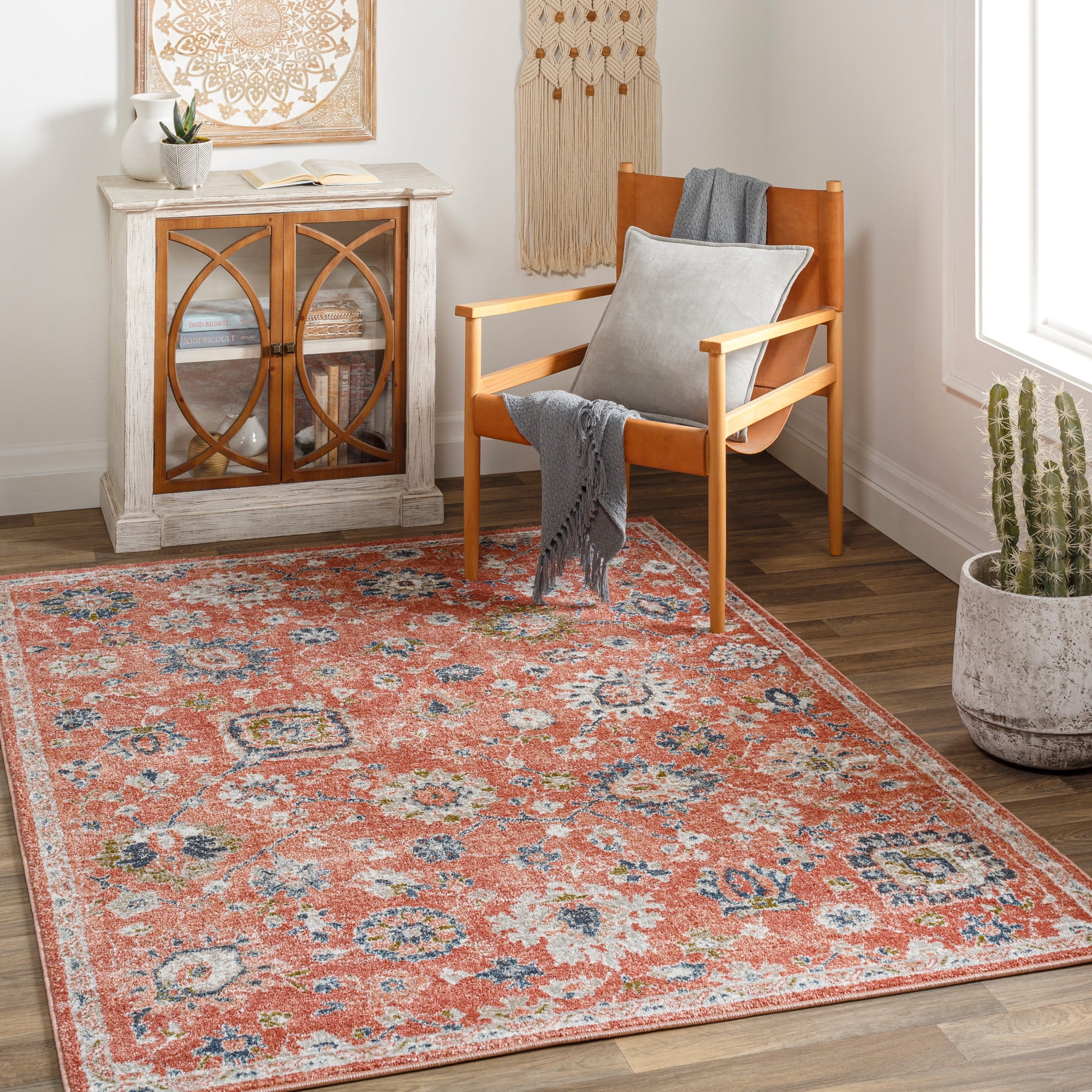 Davaro Orange 5' x 8' Traditional Rectangle Area Rug - Walmart Business ...