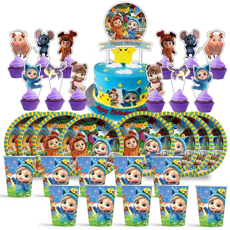 Dave and AVA-02 Birthday Cups Party Supplies Plates Fans Decorations ...