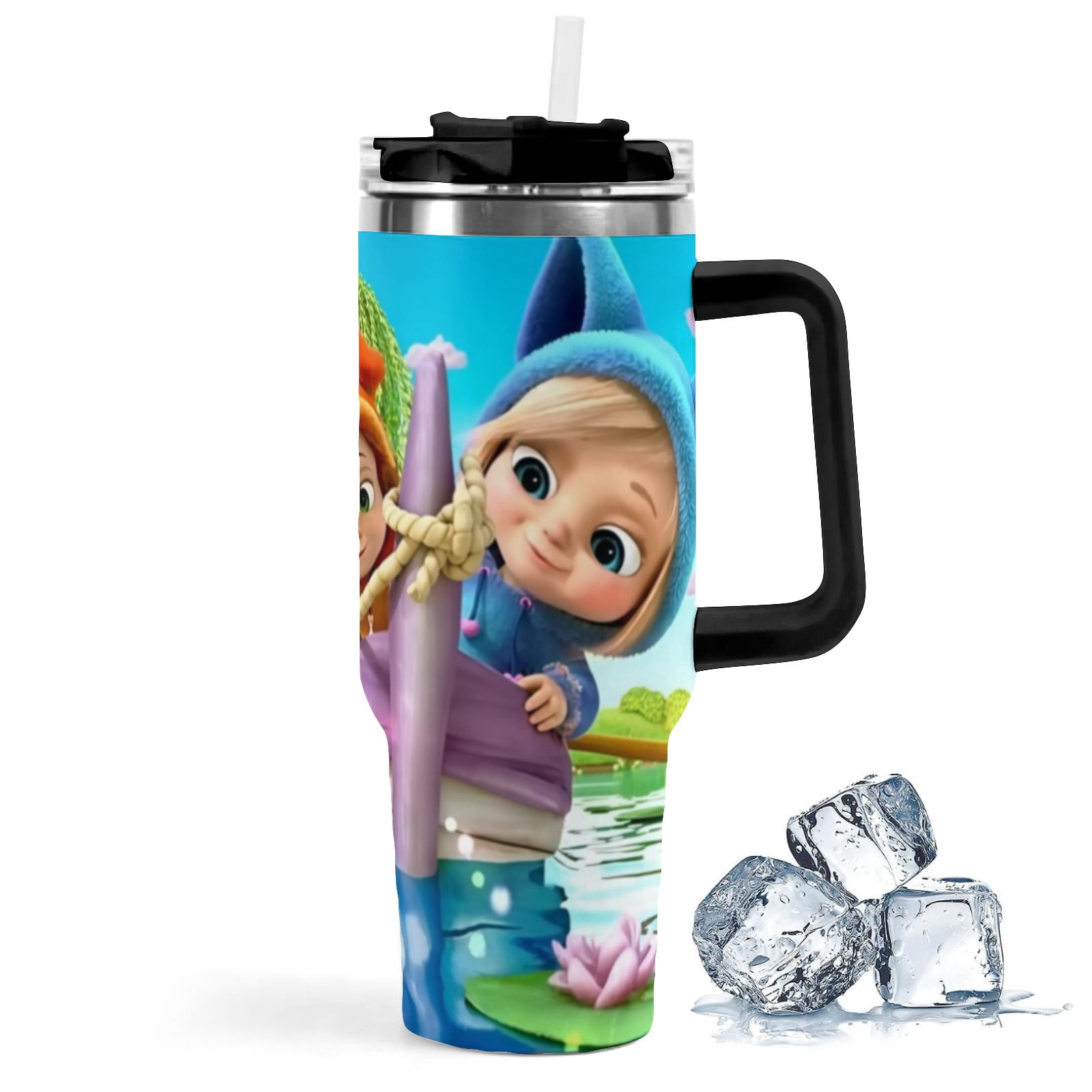 Dave and AVA Stainless Steel Tumbler with Handle StrawSip Double-Wall ...