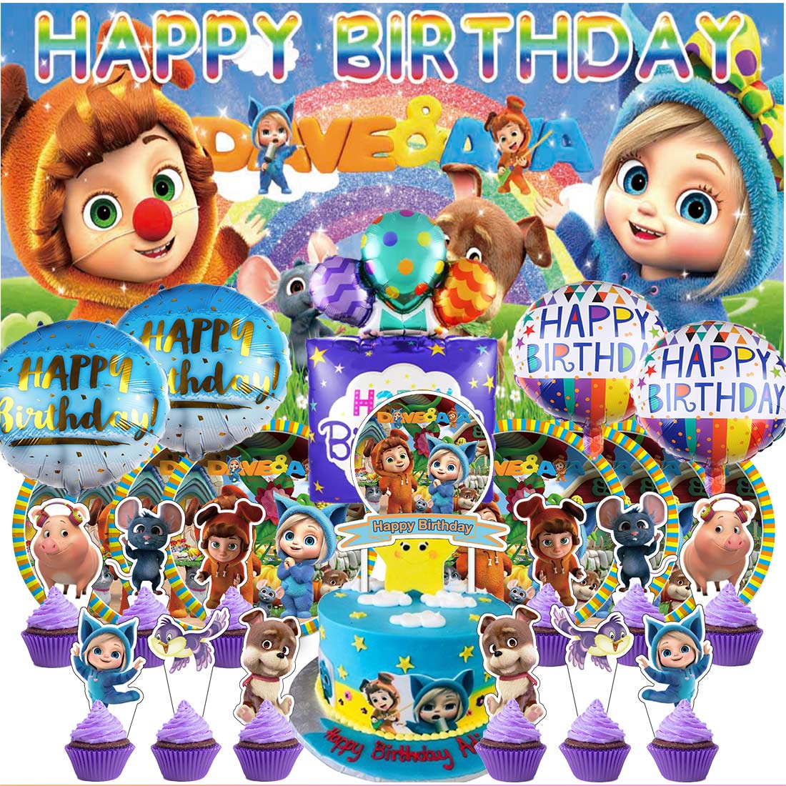 Dave and AVA Supplies Plates Decoration Backdrop Banner Birthday Decor ...