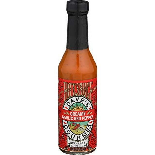 Daves Gourmet Creamy Garlic Red Pepper Hot Sauce Lightly Spicy Hot