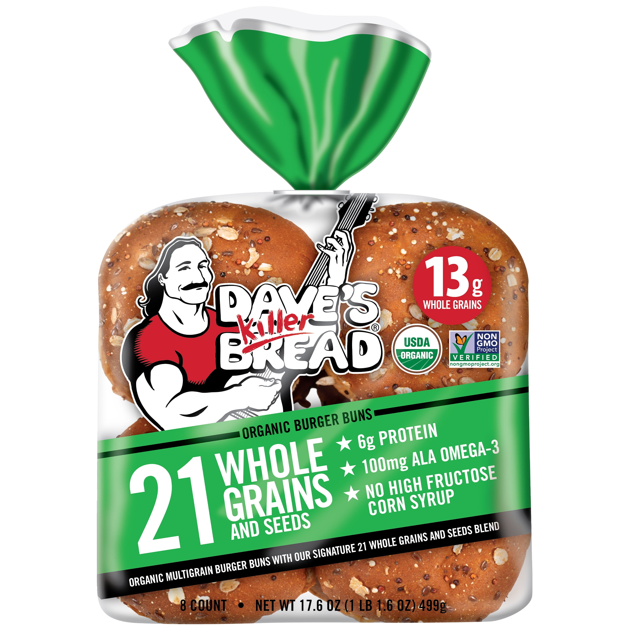Dave's Killer Bread Organic 21 Whole Grains and Seeds Hamburger Buns 8 ...